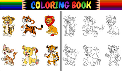Coloring book with wild animals cartoon Royalty Free Vector