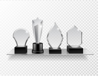 Transparent trophies realistic glass crystal Vector Image