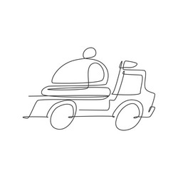 One continuous line drawing of box car with tray Vector Image