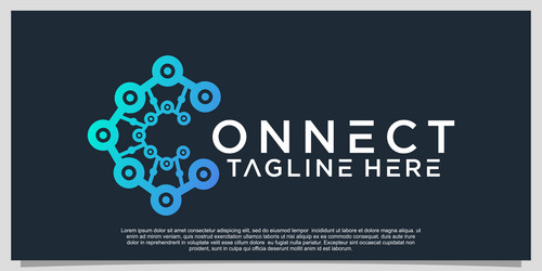 Gradient technology logo design with unique Vector Image