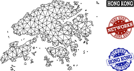 Network mesh circle inverted map hong kong Vector Image