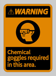 Caution sign chemical goggles required Royalty Free Vector