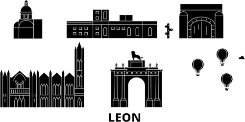 Mexico leon line travel skyline set leon Vector Image