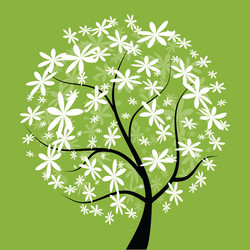 White tree icon on green background Royalty Free Vector