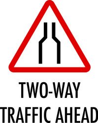 Two-way traffic ahead sign on white background Vector Image