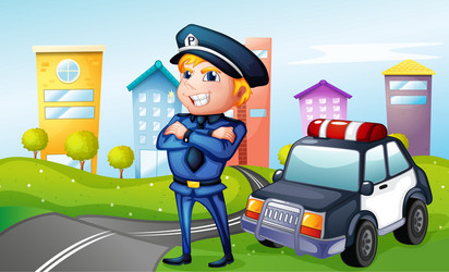 Police car cartoon in the s Royalty Free Vector Image