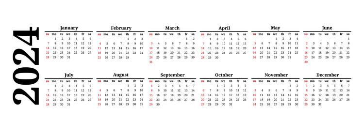 Calendar for 2024 isolated on a white background Vector Image