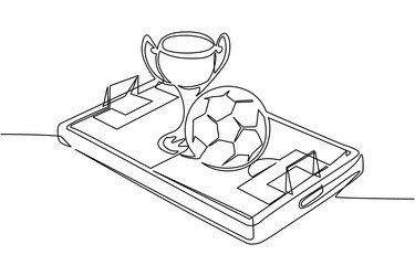 Single continuous line drawing soccer ball Vector Image