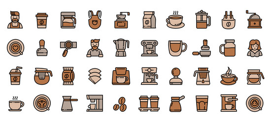 Barista icons set cartoon style Royalty Free Vector Image