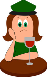 Sad Girl Sitting at a Table Vector Images (over 230)