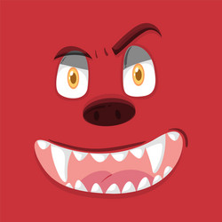 Red angry monster face Royalty Free Vector Image