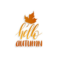 Autumn word handwritten with elegant cursive font Vector Image