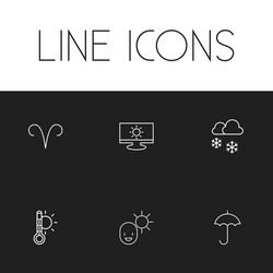 Set of 6 editable air outline icons includes Vector Image