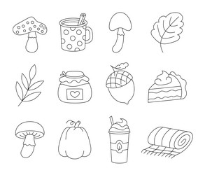 Cartoon autumn leaves coloring page Royalty Free Vector