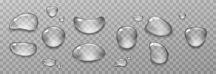 Big set of transparent drops water Royalty Free Vector Image