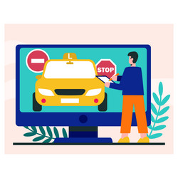 Group lessons at driving school students study Vector Image