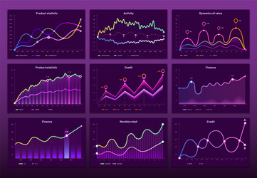 Linear graph chart thin line charts modern Vector Image