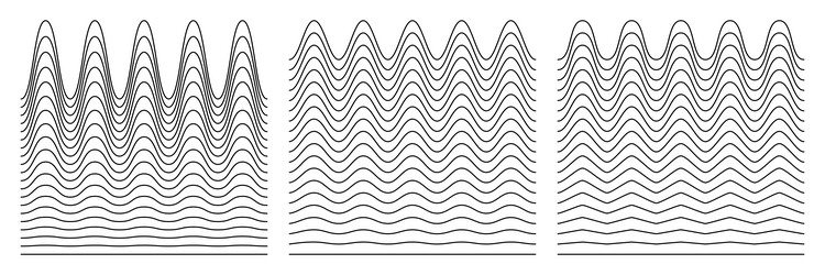 A set of wavy zigzag horizontal wiggly lines Vector Image