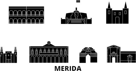 Mexico merida tourism landmarks city Royalty Free Vector