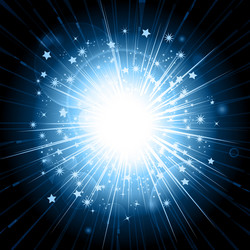 Blue explosion background with rays Royalty Free Vector