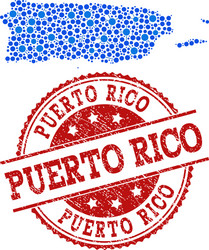 Collage of halftone dotted map of puerto rico Vector Image
