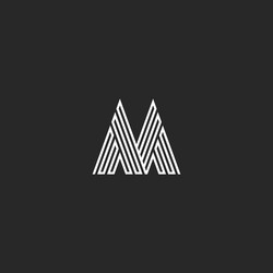 Creative bold letter m logo mockup retro font Vector Image