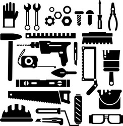 Construction tools silhouette Royalty Free Vector Image