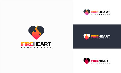 Fire heart logo designs concept love Royalty Free Vector