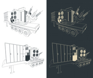 Mobile power generator blueprints Royalty Free Vector Image