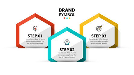 Infographic template 3 connected hexagons Vector Image
