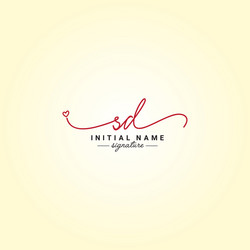 Sd initial letter logo - handwritten signature Vector Image
