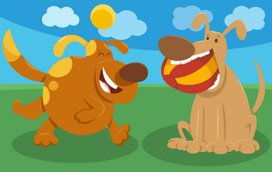 Cartoon dog character playing with a ball Vector Image