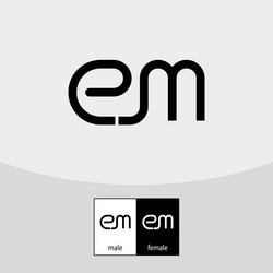 E and m letter logo black color Royalty Free Vector Image