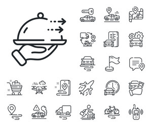 Food delivery line icon meal order sign plane Vector Image