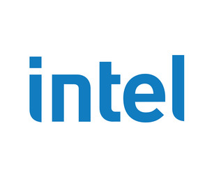 Intel brand logo software computer symbol blue Vector Image