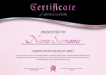 Certificate diploma template in pink Royalty Free Vector
