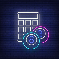 Bingo cards and balls neon sign Royalty Free Vector Image