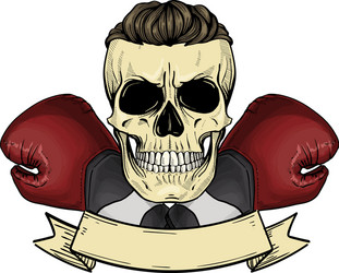 Color angry skull with boxing gloves Royalty Free Vector
