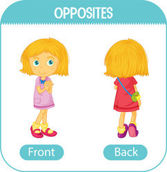 Opposite words with front and back little girl Vector Image