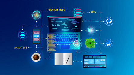 Software technology digital program develop Vector Image