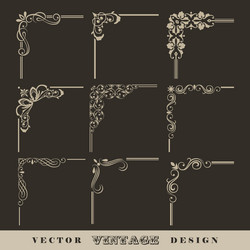 Vintage design elements corners and borders set 4 Vector Image