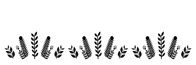 Border of botanical leaf sprigs in low brow Vector Image