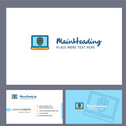 Protected laptop logo design with tagline front Vector Image