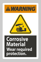 Notice sign corrosive materialswear required Vector Image