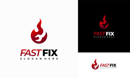 Fast fix logo designs concept fire service logo Vector Image