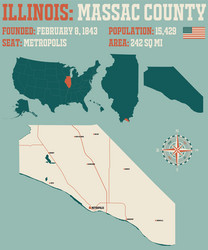Map of massac county in illinois Royalty Free Vector Image