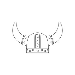 Viking helmet outline icon on isolated white Vector Image
