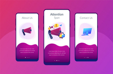 Draw attention app interface template Royalty Free Vector