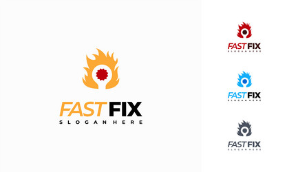 Fast fix logo designs concept fire service logo Vector Image