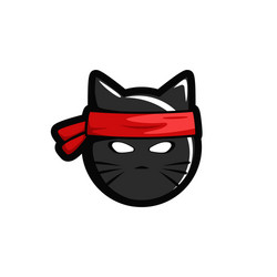 Animal ninja cat logo icon badge e-sport mascot Vector Image